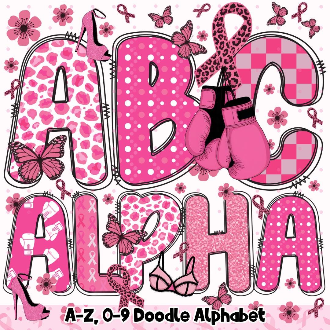 Breast Cancer Alphabet Png Bundle | Cancer Alphabet Png | Cancer ...