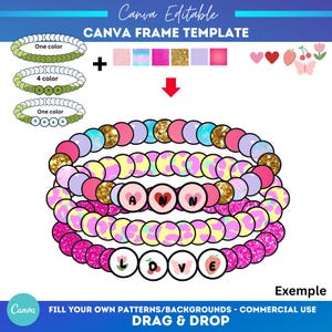 Friendship Bracelet Canva Frame | Retro Templates Bundle | Drag and ...
