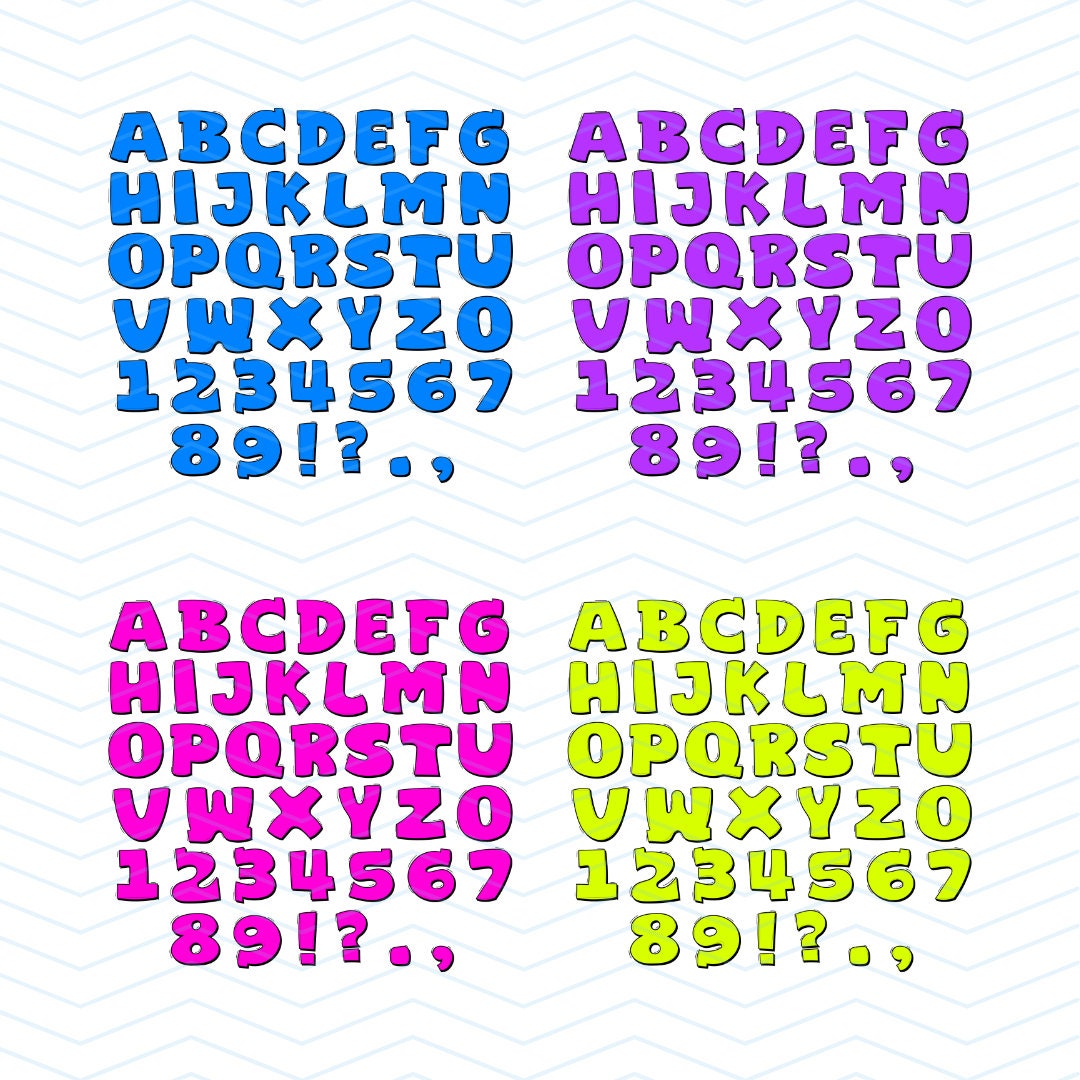 Colorful Alphabet Png, Retro Letters Png, Bright Neon Color Palette ...