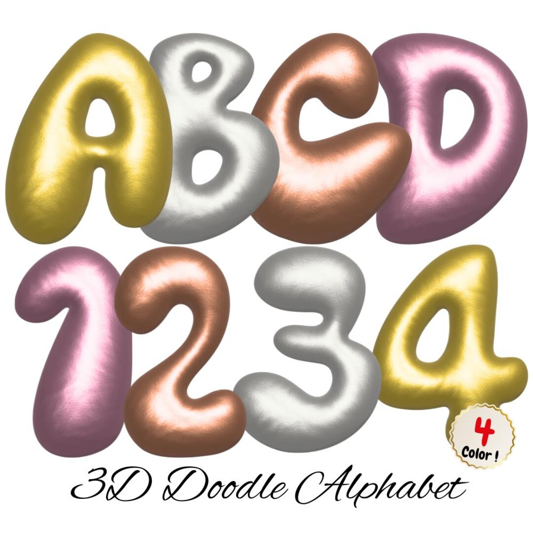 Groovy 3D Inflated Puffy Alphabet & Numbers: 3D Letter, Inflated Design ...