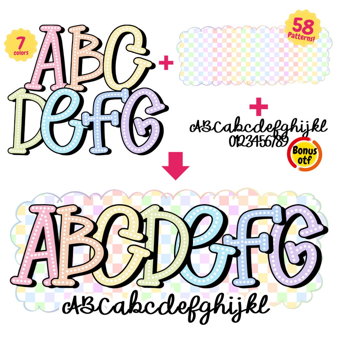 Bright Dalmatian Dot Pastel Classroom Bundle With Checkered Background ...