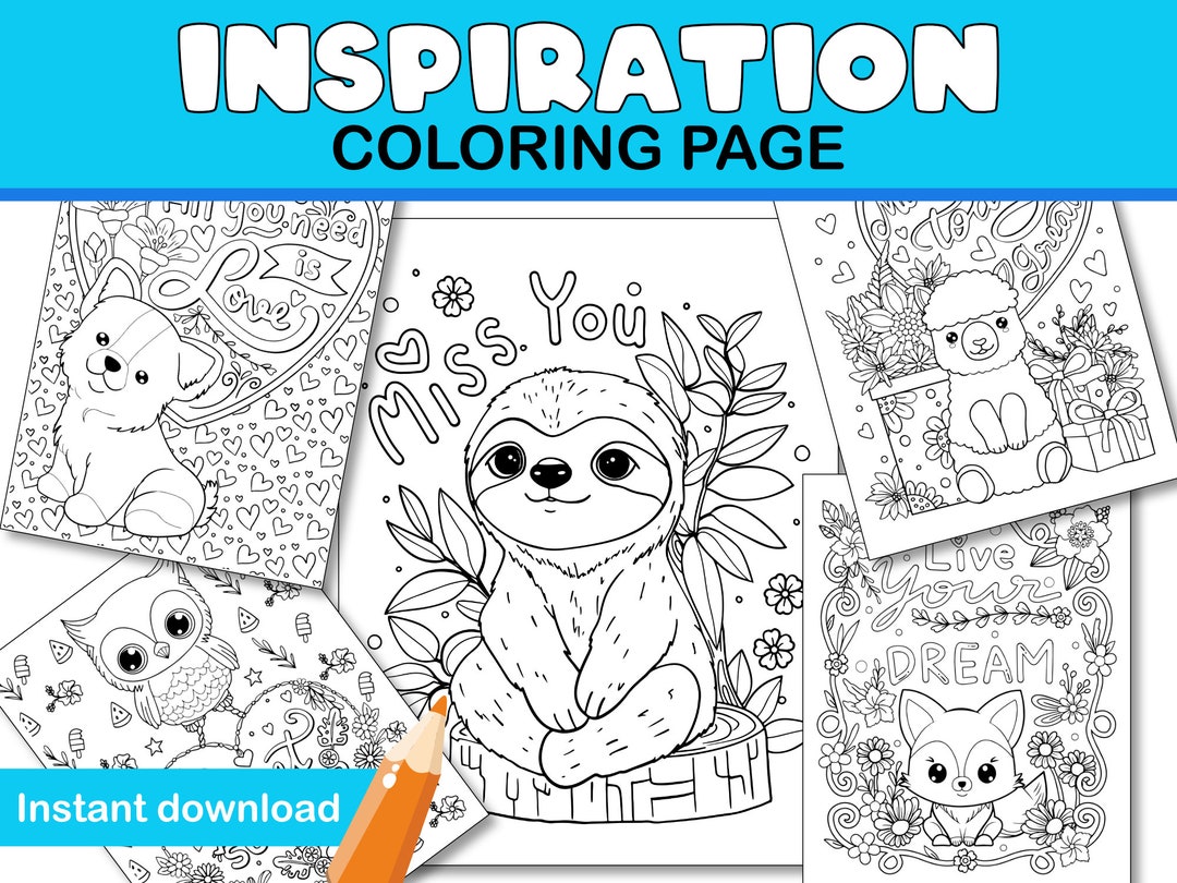Inspiration Coloring Page Digital Coloring Book Clip Art - Etsy