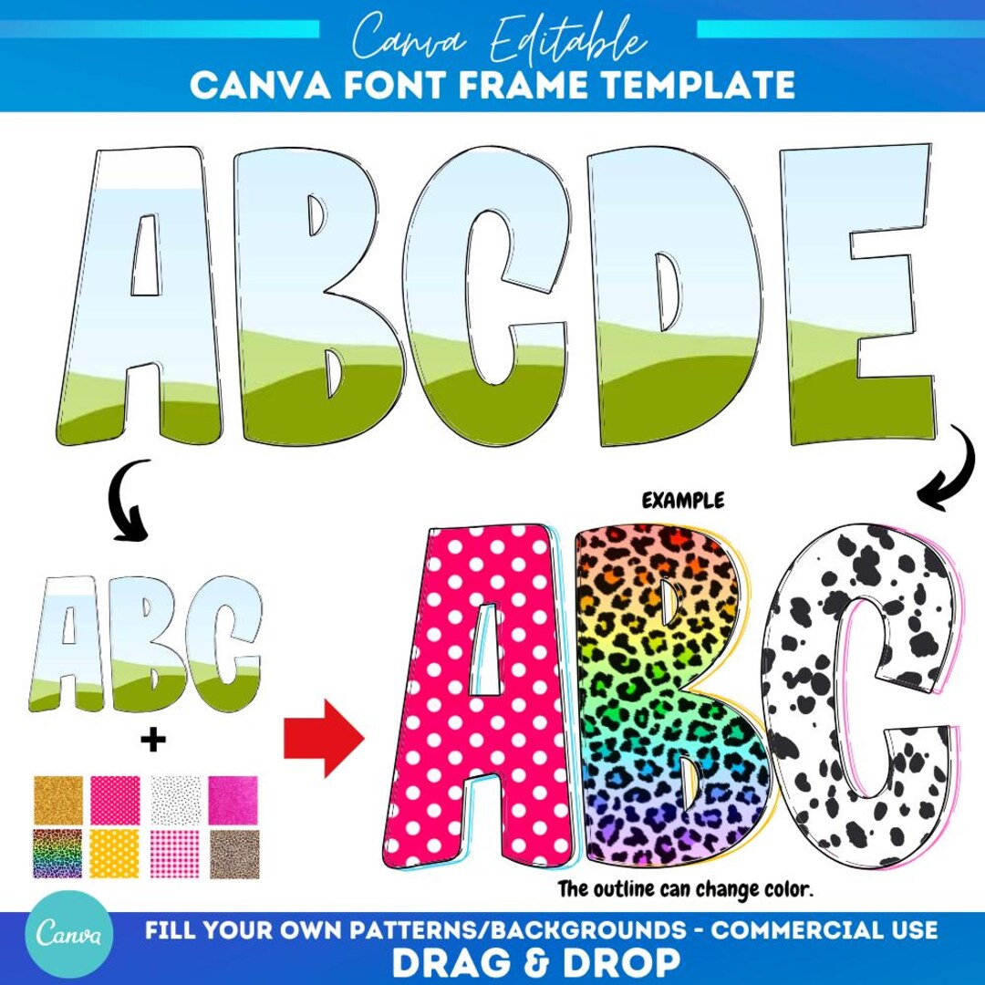 Canva Letter and Number Frames Template | Doodle Letters | Alpha Sets ...