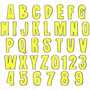 Bright Neon Doodle Letters PNG: Retro, Bold, Grunge, Distressed, Hand ...