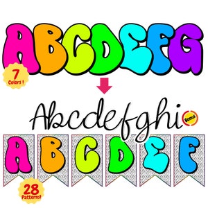 Neon Groovy Alpha PNG Bright, Colorful Alphabet Neon Font, Neon Letters ...