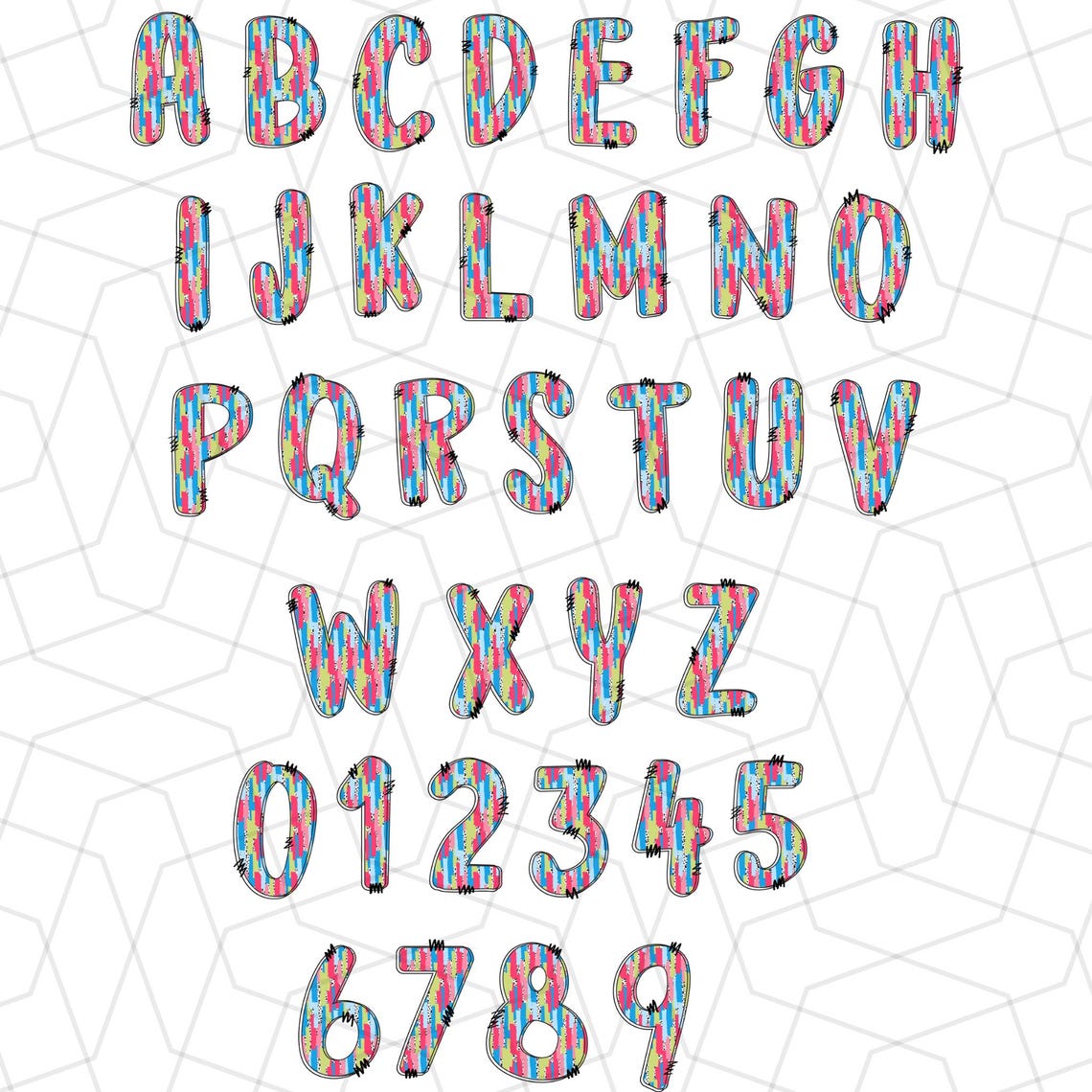 Retro Christian Alphabet | Doodle Alpha Font Letter and Number | School ...