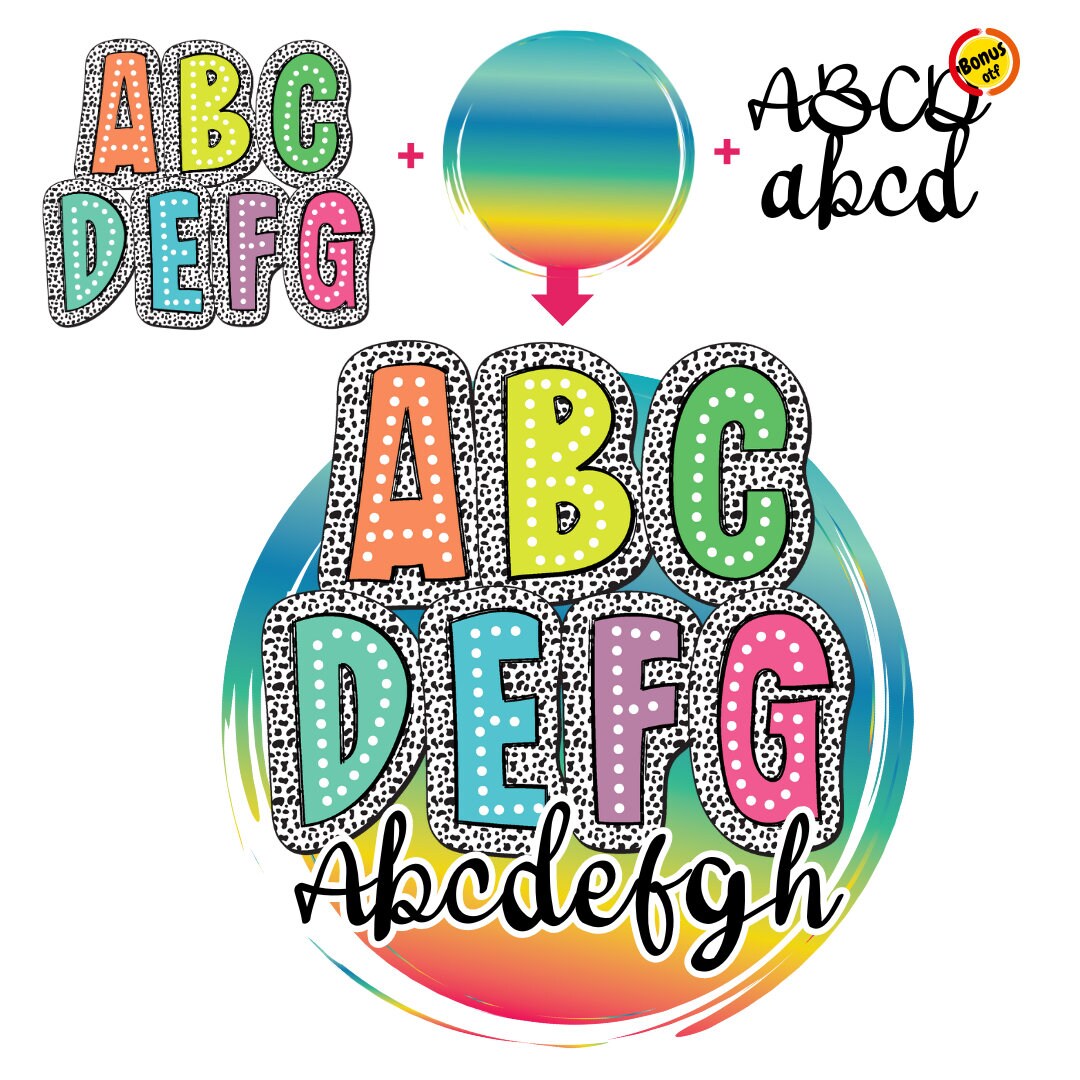 Dot Dalmatian Alphabet With Gradient Circle Background Png, Custom ...