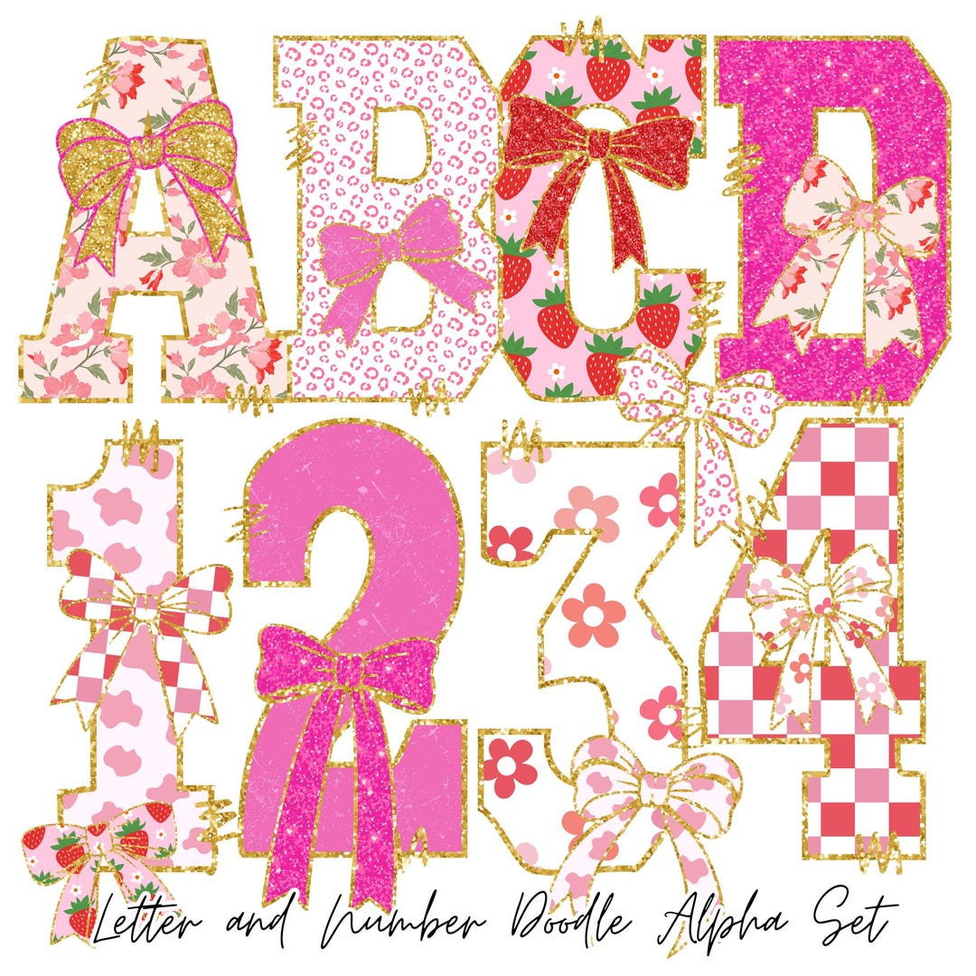 Pink Cowgirl Alphabet | Pink Coquette Letter and Number | Pretty Pink ...