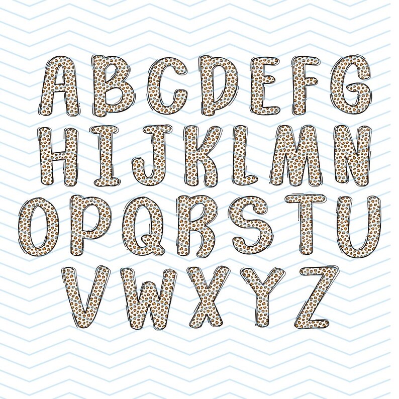 Leopard Doodle Font | Wild Spotted Alphabet PNG | Uppercase, Lowercase ...