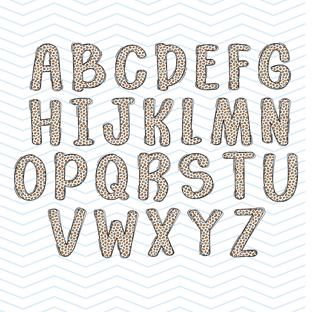Leopard Doodle Font | Wild Spotted Alphabet PNG | Uppercase, Lowercase ...