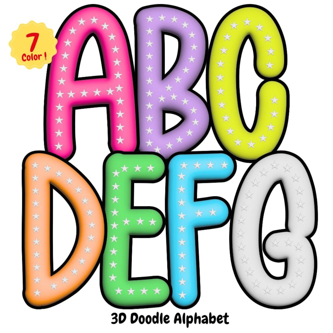 Bright Neon Star 3D Inflated Puffy Neon Alphabet & Numbers: 3D Letter ...