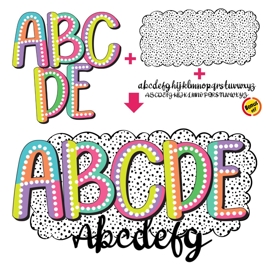 Colorful Alphabet With Dalmatian Background: Custom Dalmatian Dot, 21 ...