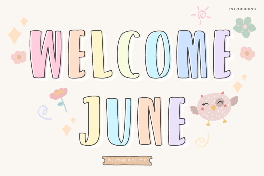 Welcome June Bubble Font Procreate, Cute Fonts for Cricut, Font Bundle ...