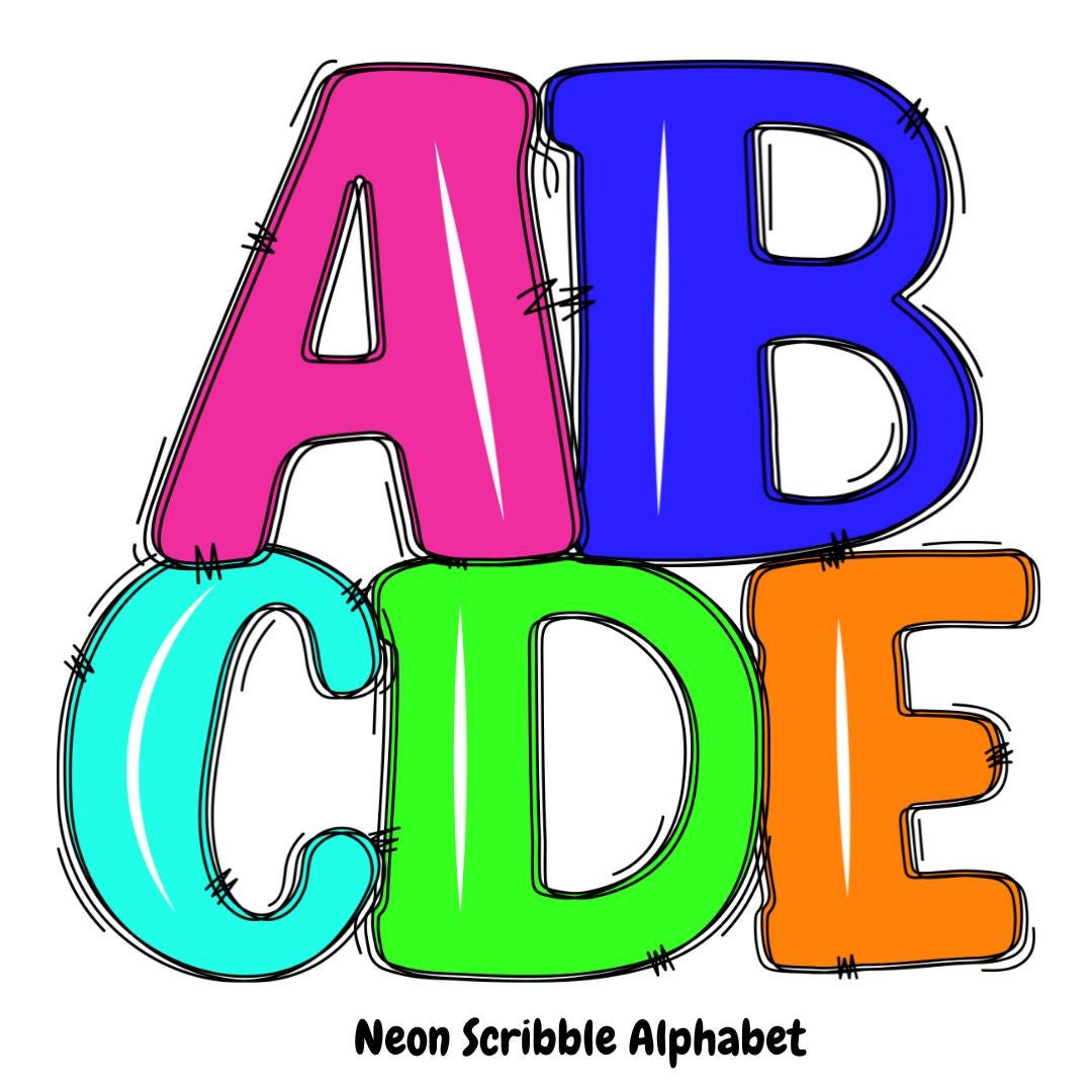 Scribble Alphabet PNG | Bold and Vibrant Letters | Colorful Digital ...