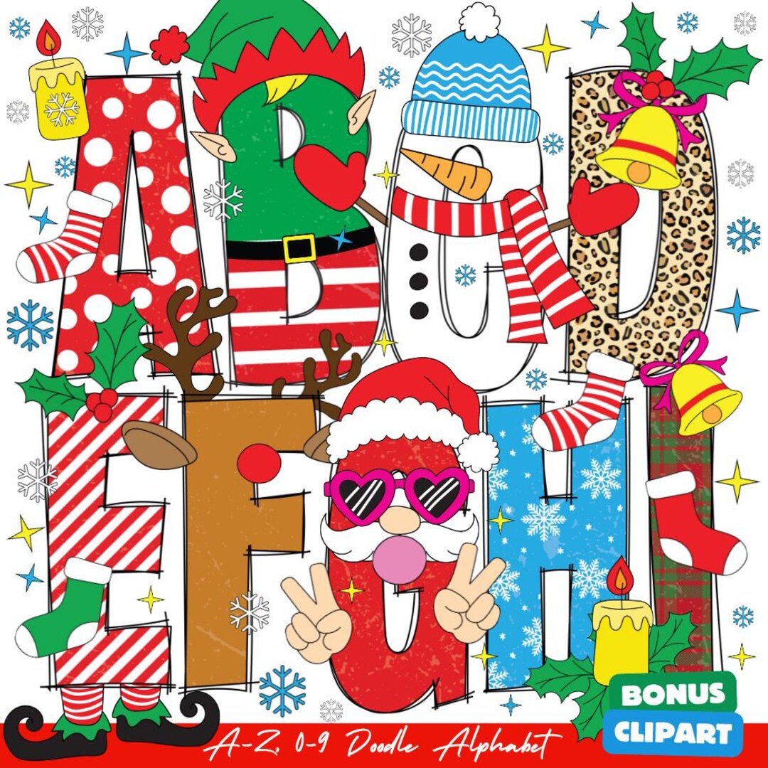 Christmas Letters Digital Download, Winter Doodle Letters, Alphabet ...