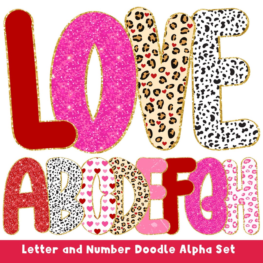 Glitter Alphabet Letters | Leopard Letters and Number Png | Heart ...