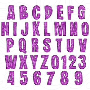 Bright Neon Doodle Letters PNG: Retro, Bold, Grunge, Distressed, Hand ...