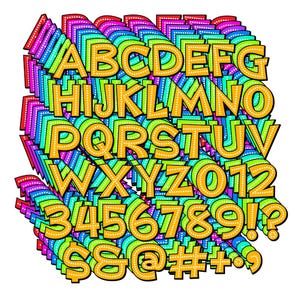 Bright Retro Neon Letters Png, Dot Alphabet Bundle, Polka Dot Alphabet ...