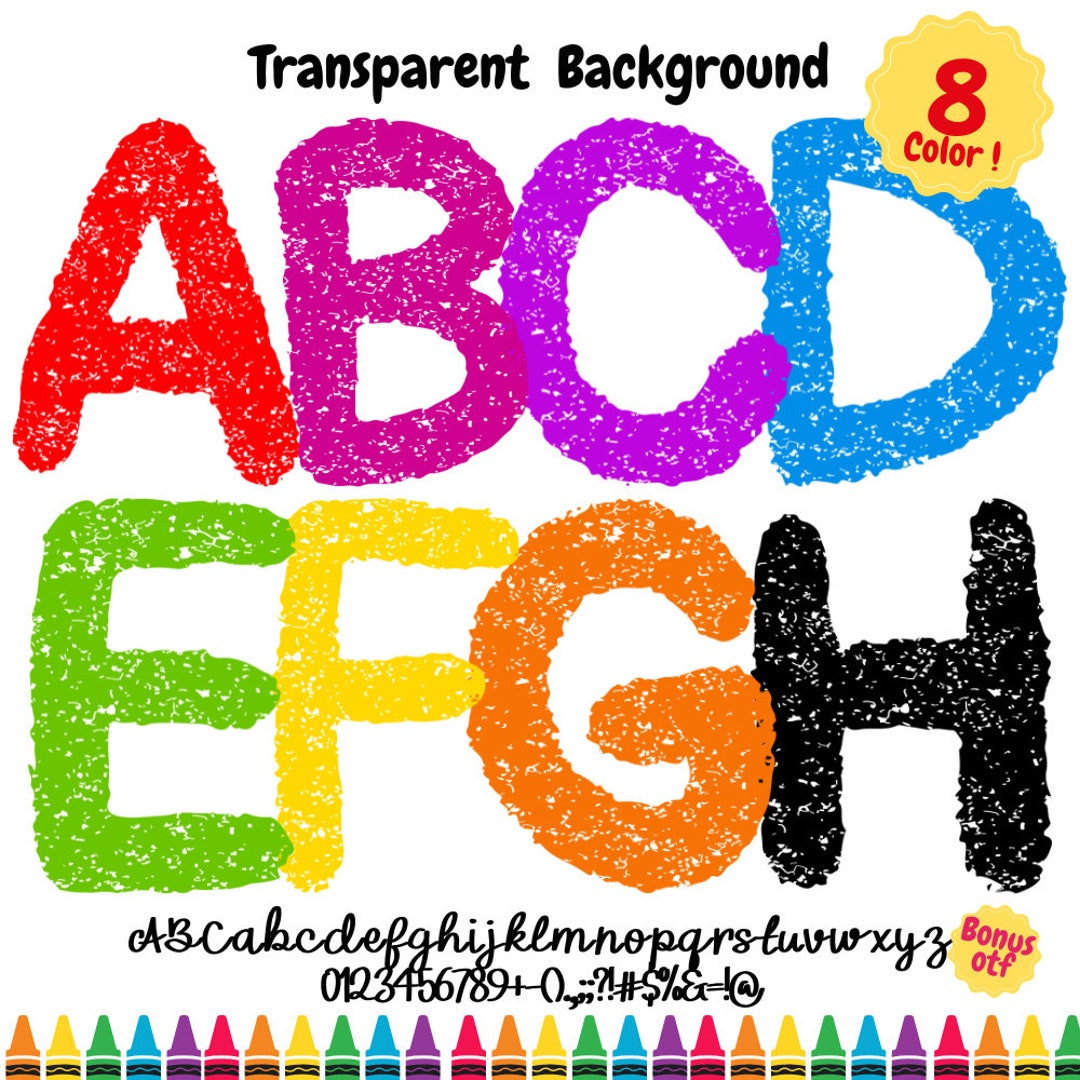 Colorful Crayon Doodle Letters PNG: Bright, Grunge, Distressed Alphabet ...