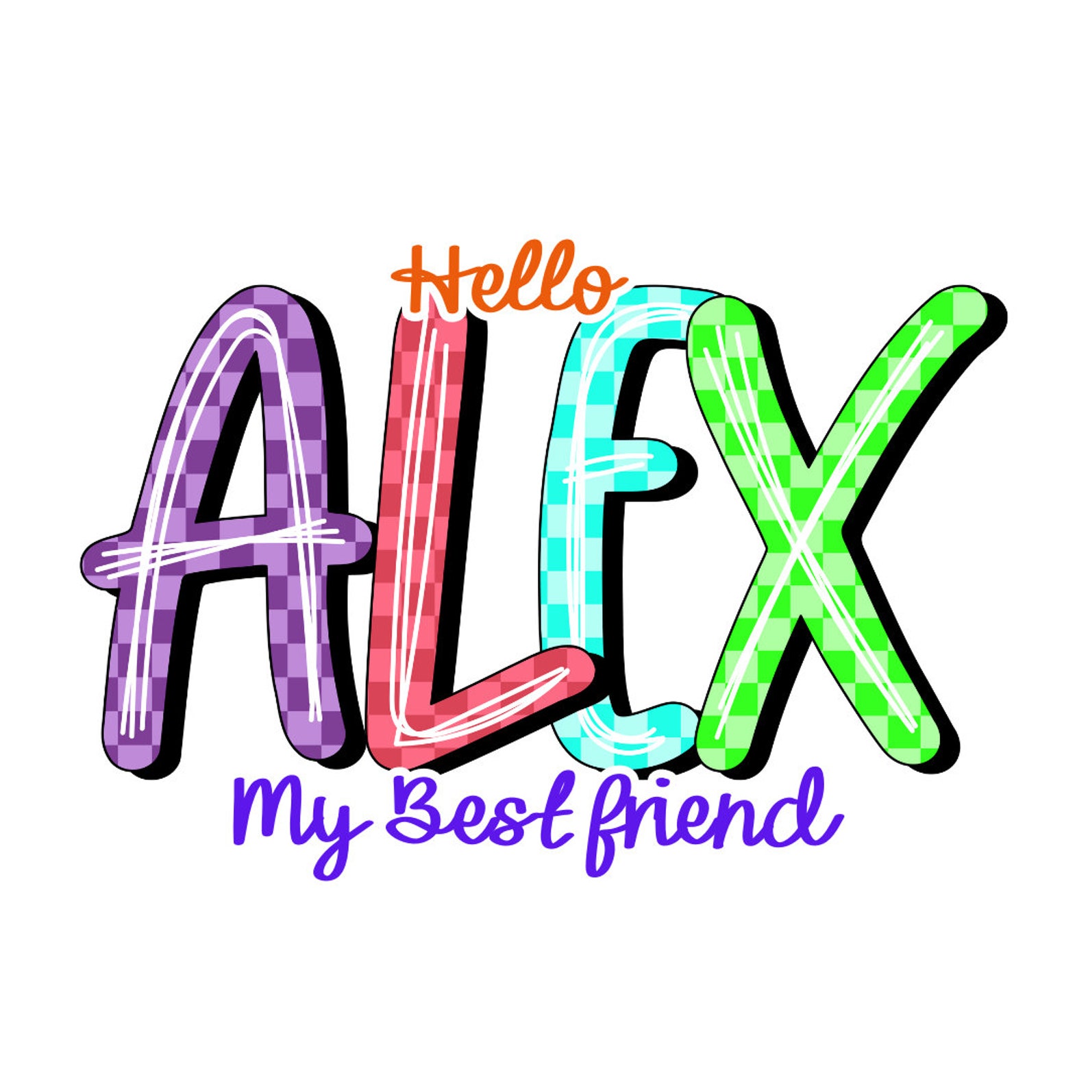 Scribble Alphabet With Checkered Pattern Png, Kids Font Letters ...