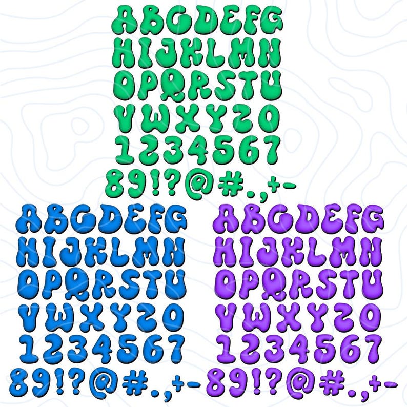 Neon Chubby Groovy Back to School 3D Inflated Puffy Alphabet & Numbers ...