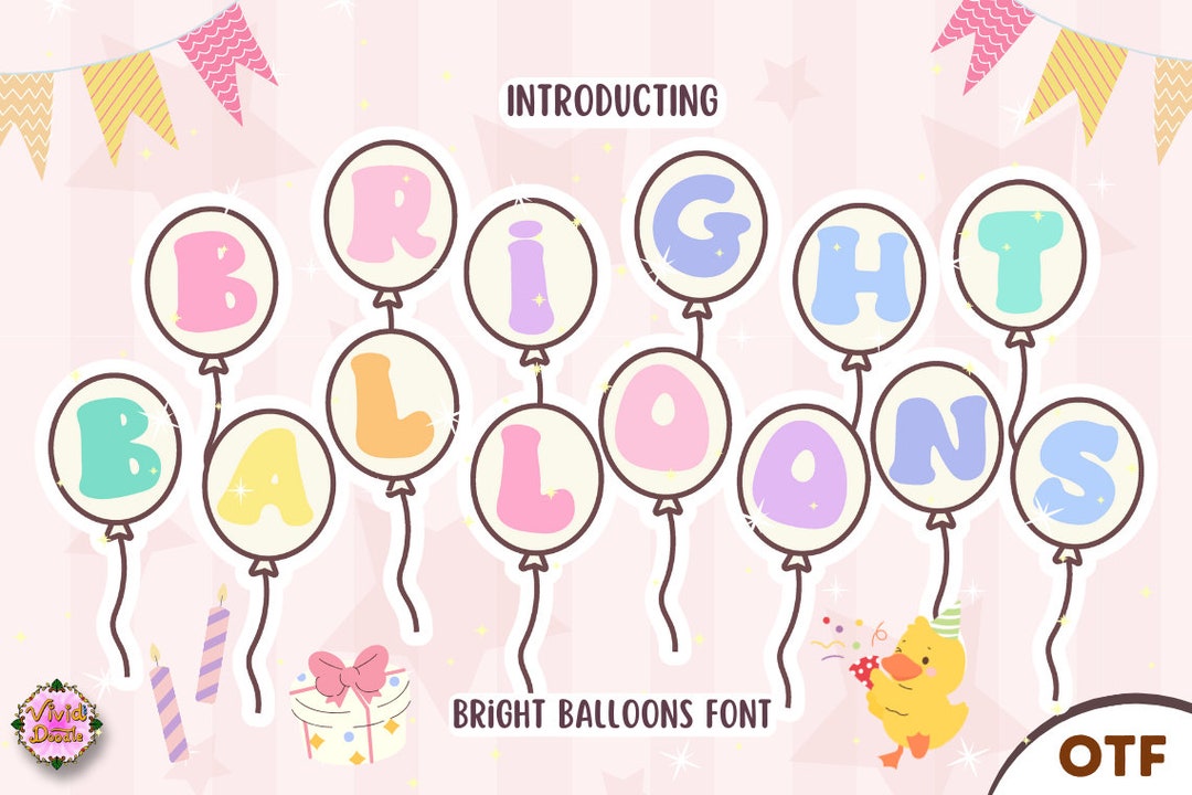 Bright Balloons Font Procreate, Letter Fonts Procreate Designer Fonts ...