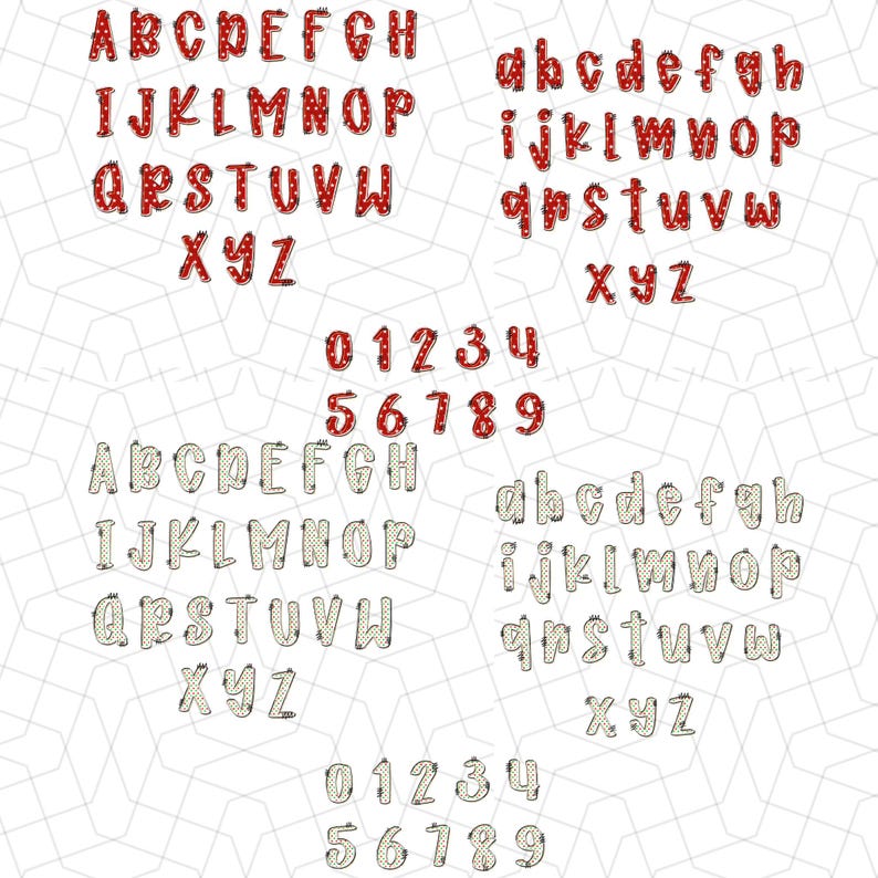 Preppy Christmas Alphabet Coquette | Doodle Alpha Font Letter and ...