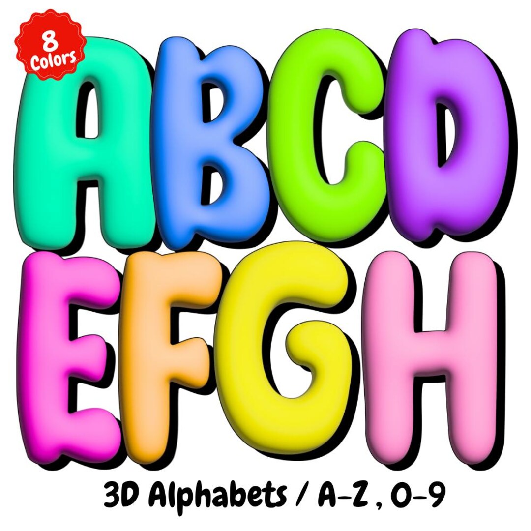 Bright Neon 3d Alphabet Png, Inflating Letter Clipart, 3d Alphabet ...