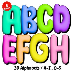Bright Neon 3d Alphabet Png, Inflating Letter Clipart, 3d Alphabet ...