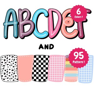 Pastel Back to School Doodle Alphabet With Background : Bright Colorful ...