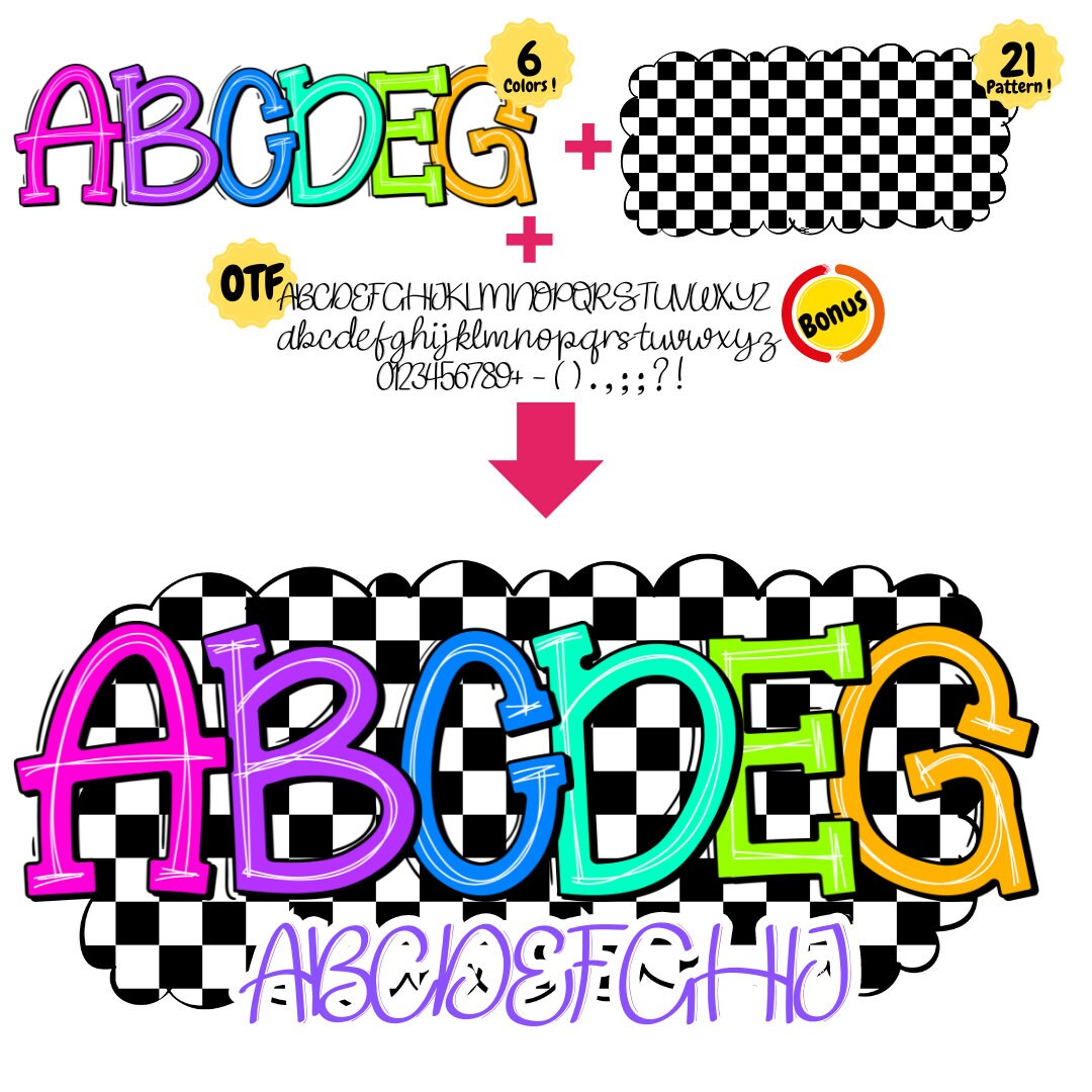 Dot Dalmatian Alphabet With Checkered Background Png, Custom Dalmatian ...