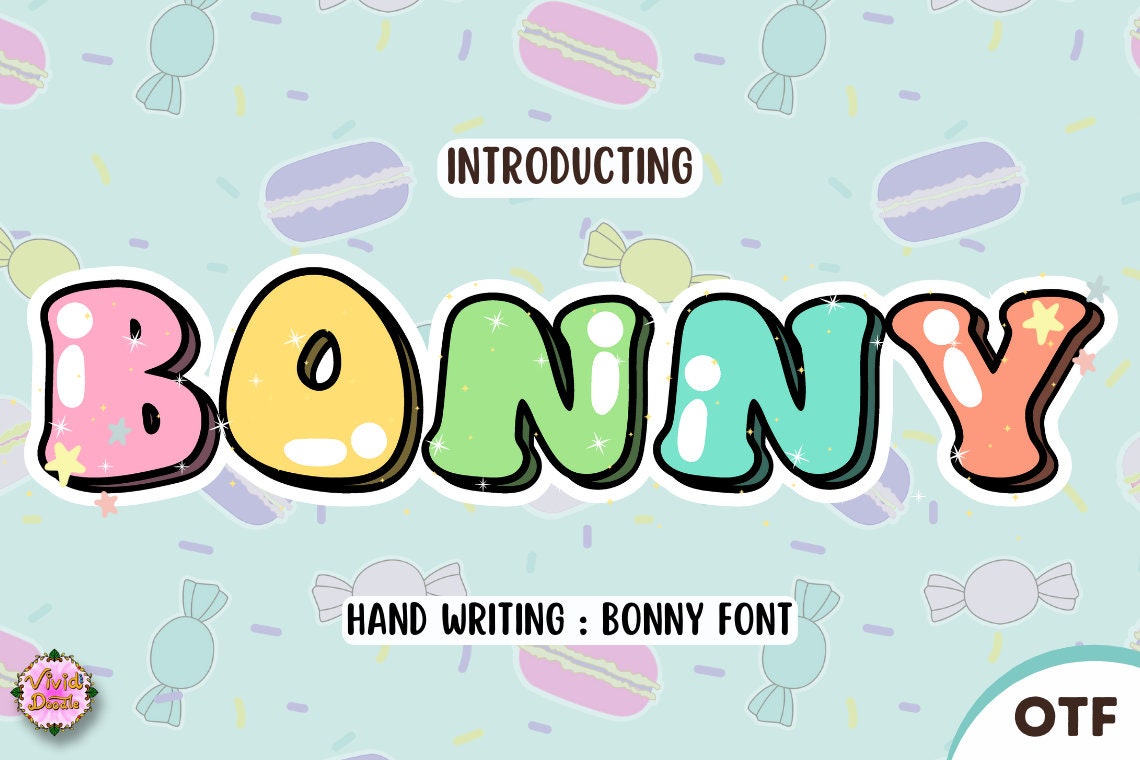 Bonny Bubble Font Procreate, Cute Fonts for Cricut, Font Bundle for ...