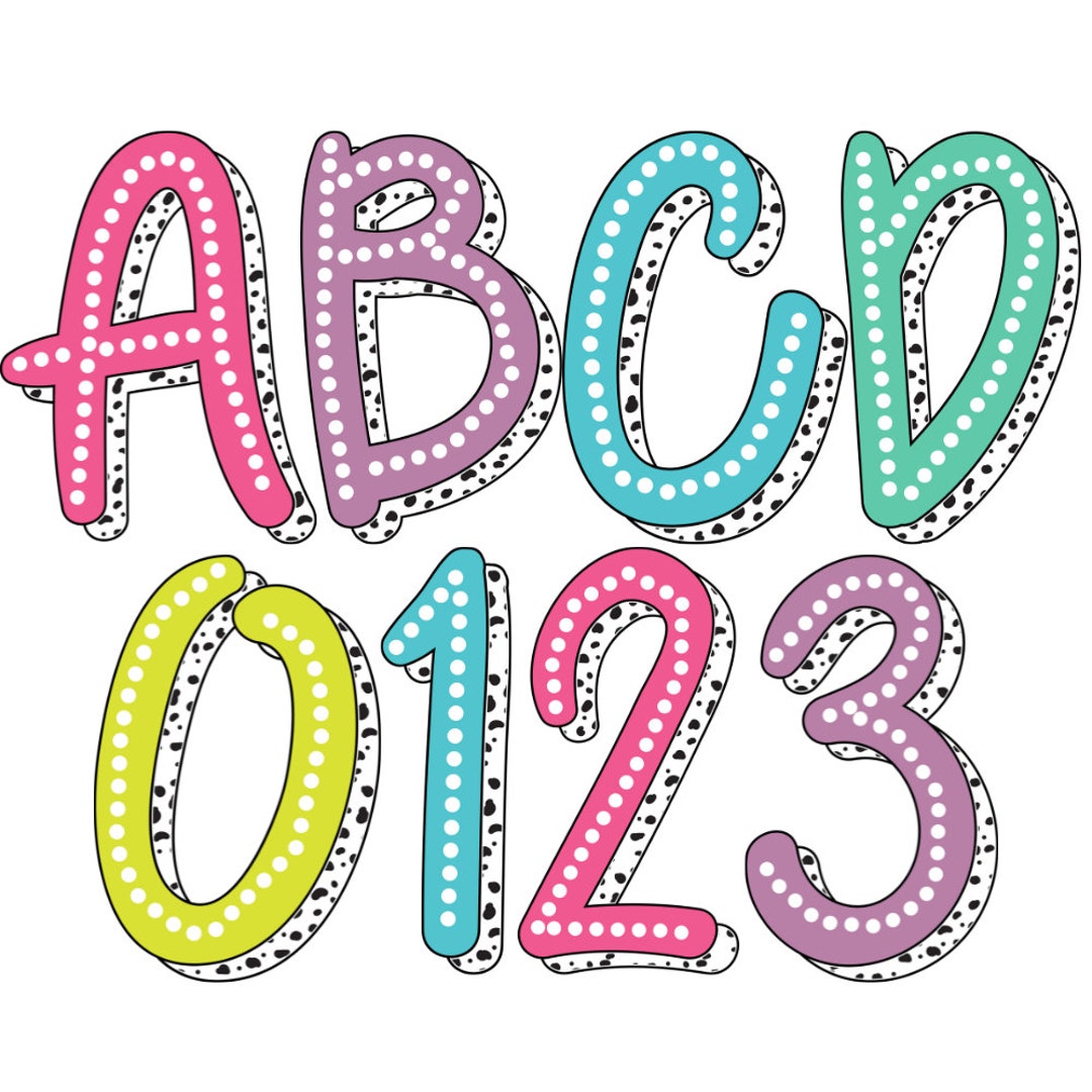 Bright Dalmation Dots Png With Shadow, Polka Dot Alphabet Png, Marquee ...