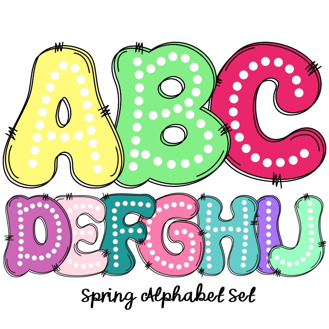 Dot Dalmatian Spring Alphabet Clipart PNG | Easter Doodle Letter and ...