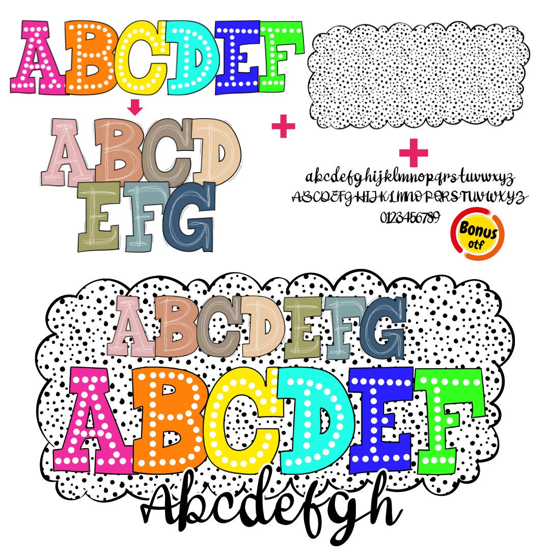 Varsity Dot Dalmatian Alphabet With Background Png, Custom Dalmation ...