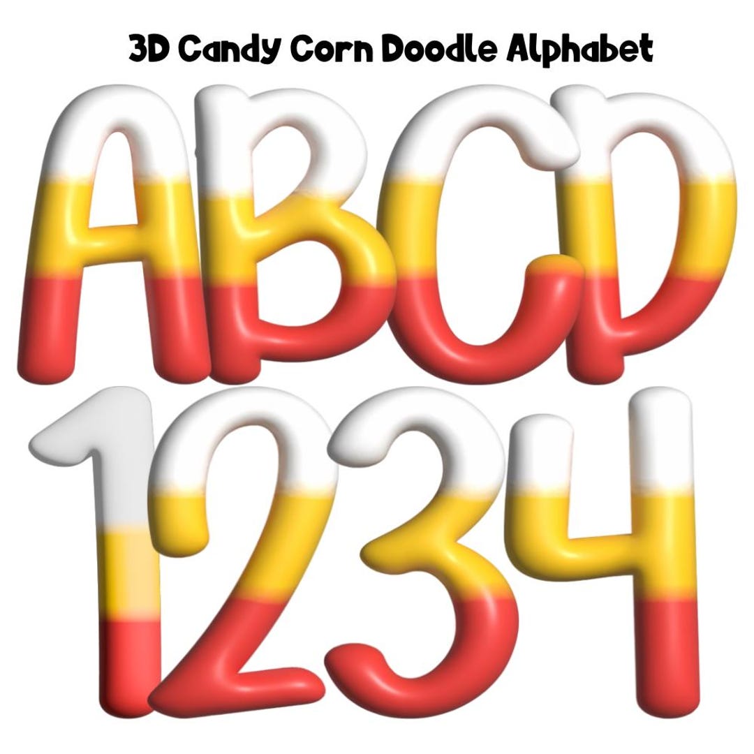 3D Candy Corn Letters PNG | Halloween Letters | Halloween Clipart ...