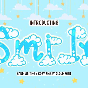 Cozy Smiley Cloud Bubble Font Procreate, Cute Fonts for Cricut, Font ...
