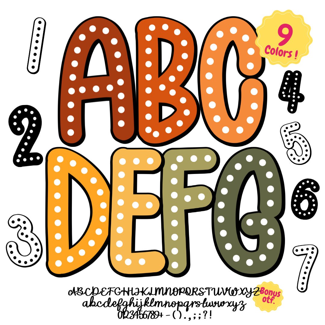 Bright Autumn Doodle Alphabet Png, Custom Thanksgiving Alphabet Png ...