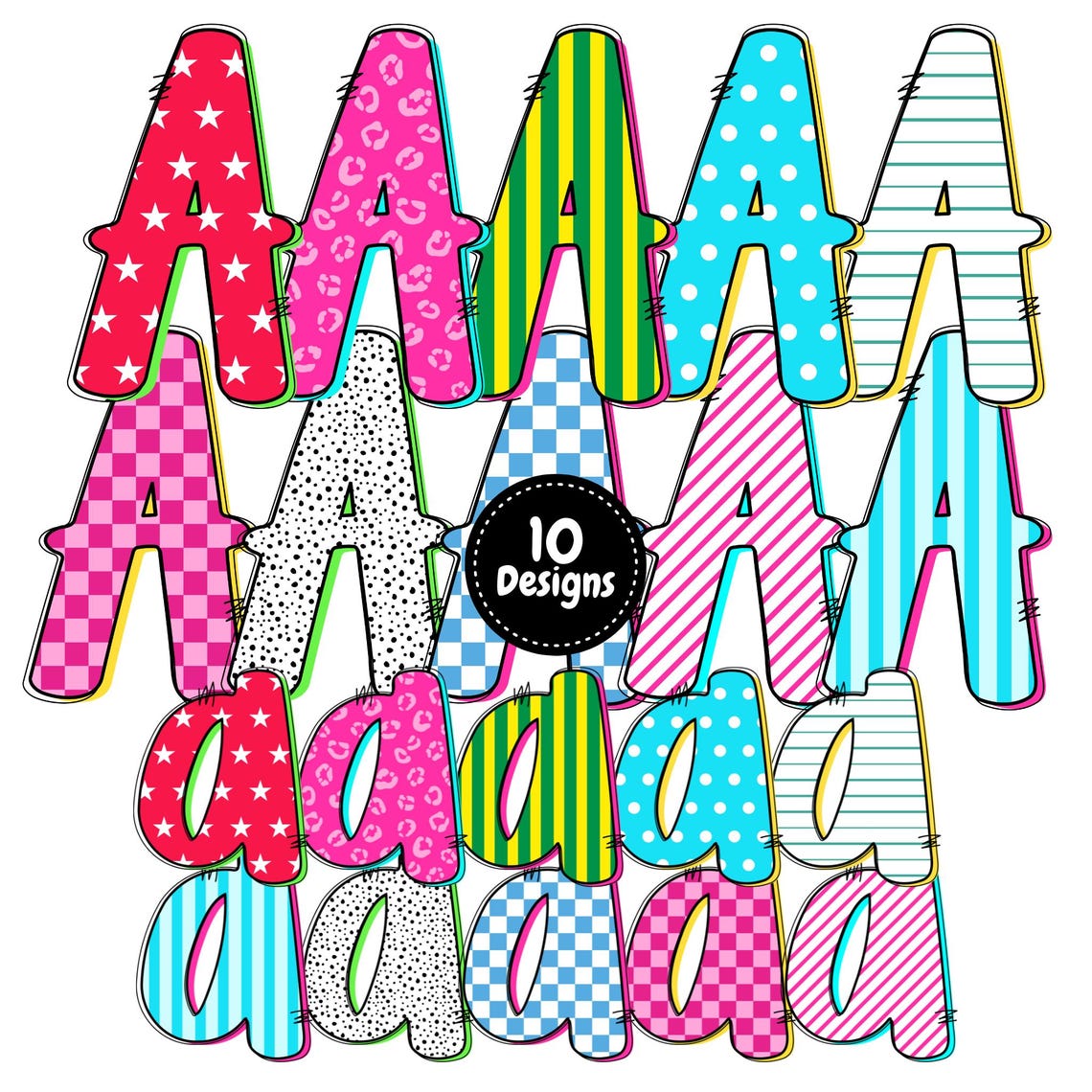 Preppy Vintage Back to School Teacher Alphabet | Doodle Alpha Font ...