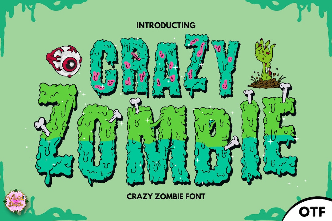 Crazy Zombie Font Procreate, Cute Fonts for Cricut, Font Bundle for ...