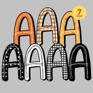 Scribble Halloween Doodle Font : Orange and Black Letters, Trick or ...