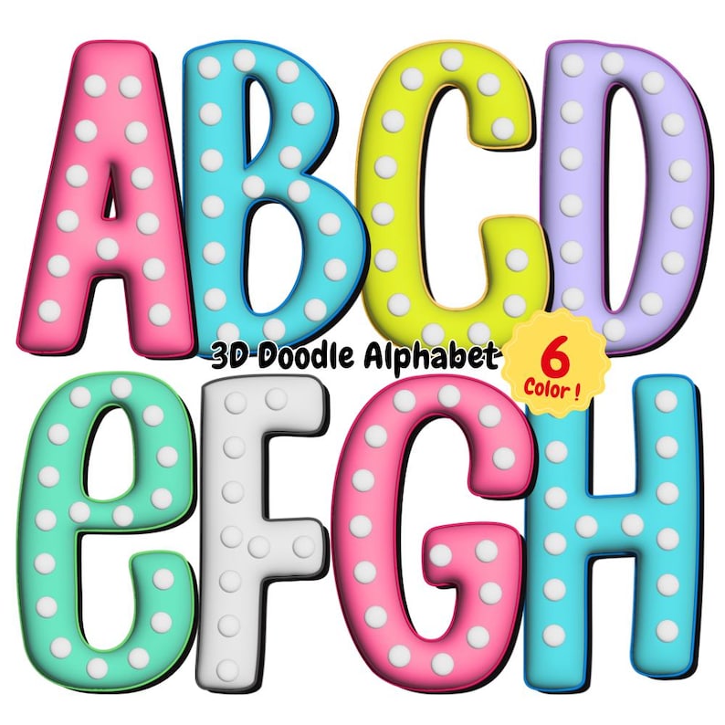 Bright Neon Dot 3D Inflated Puffy Neon Alphabet & Numbers: 3D Letter ...