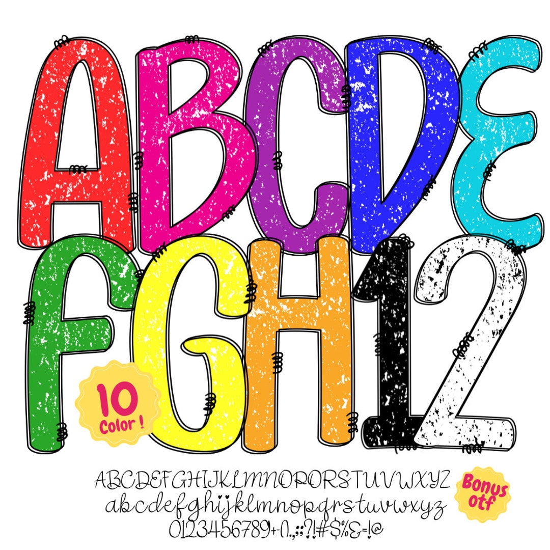 Neon Alpha Set Letters Png: Retro, Bold, Grunge, Distressed, Hand-drawn ...