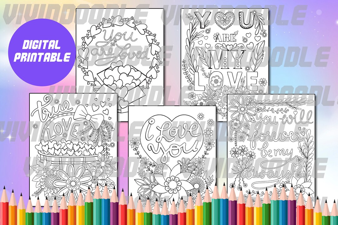 Love Coloring Pages Quotes Inspiration for Adults Printable Instant ...