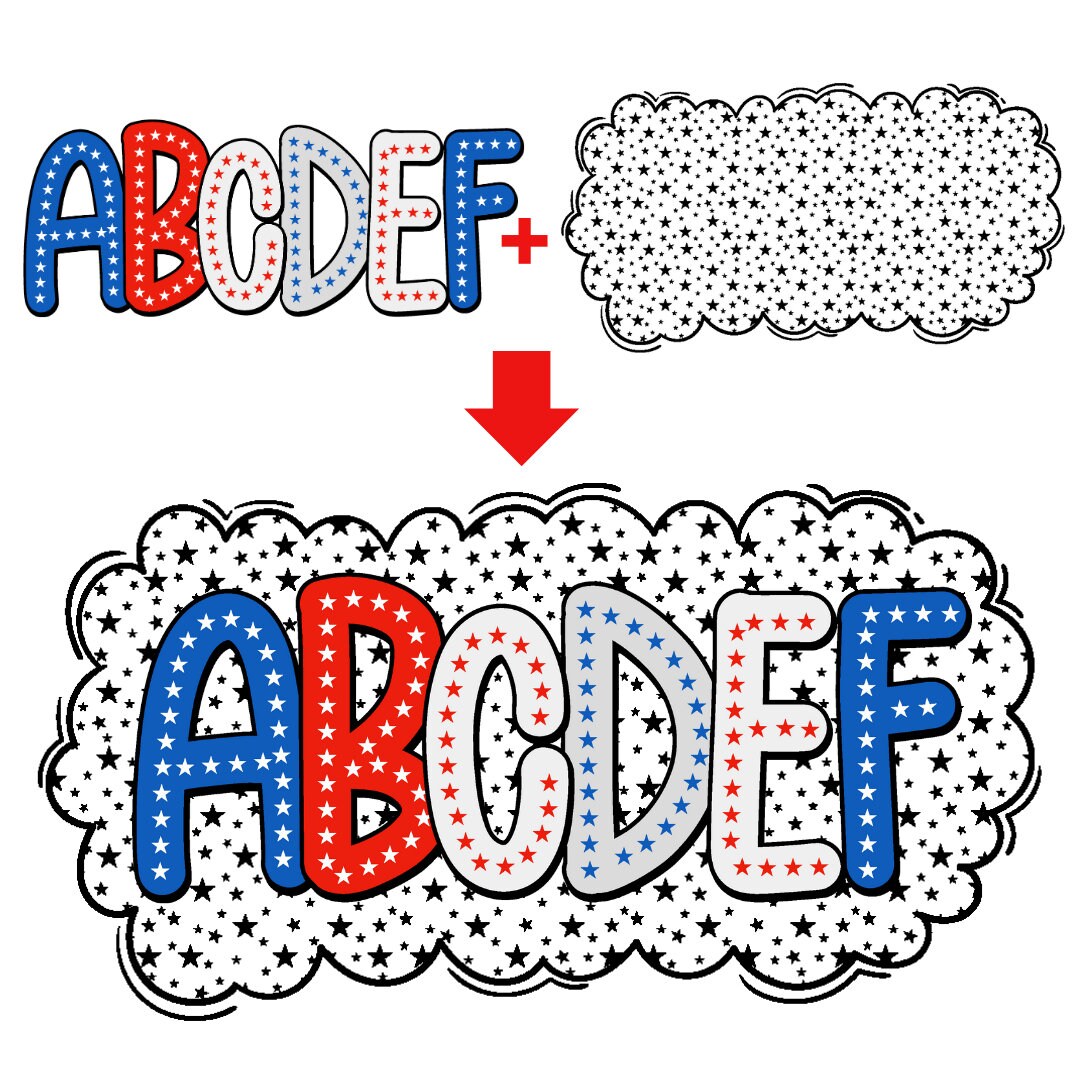 Usa Alphabet With Star Background, Independence Day Alphabet Png Bundle ...