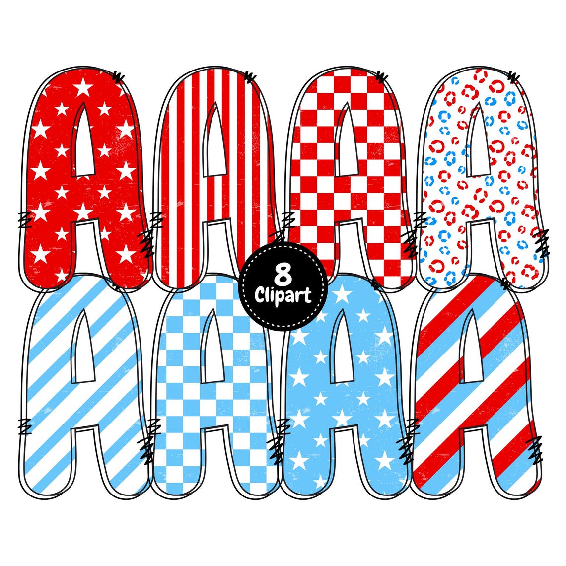 American Flag Doodle Letters | Patriotic American Flag Alphabet | Hand ...