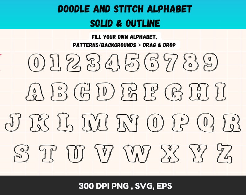 Blank Doodle Font Svg, Doodle Font Png, Doodle Alphabet Svg, Doodle ...