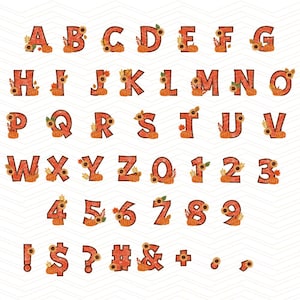 Fall Initial Letters and Number Png | Autumn Alphabet | Sublimation ...