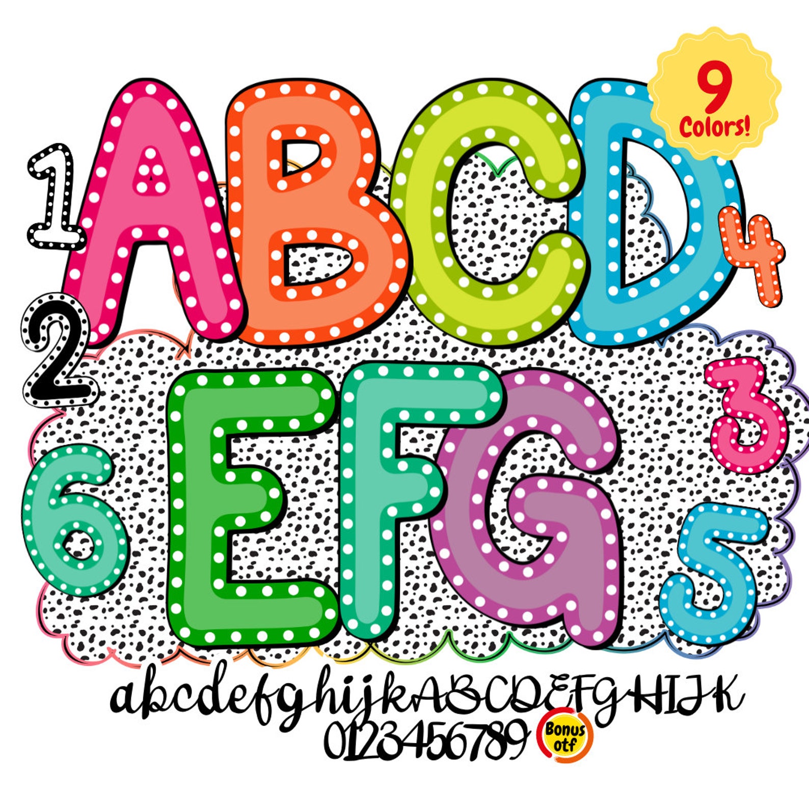 Bright Alpha Letters Png Dalmation Dot With Background, Custom ...
