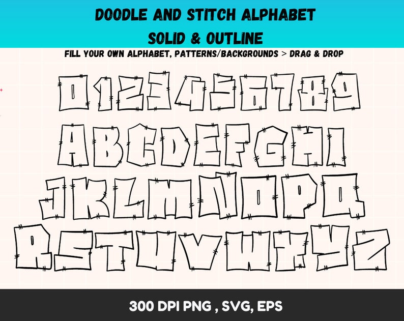 Blank Doodle Font Svg, Doodle Font Png, Doodle Alphabet Svg, Doodle ...